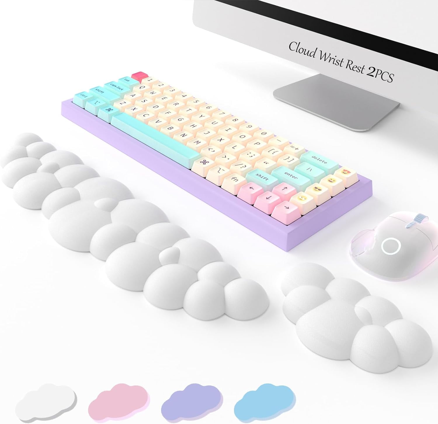 Keyboard Cloud Wrist Rest 2PCS, High Density Memory Foam Keyboard Palm ...