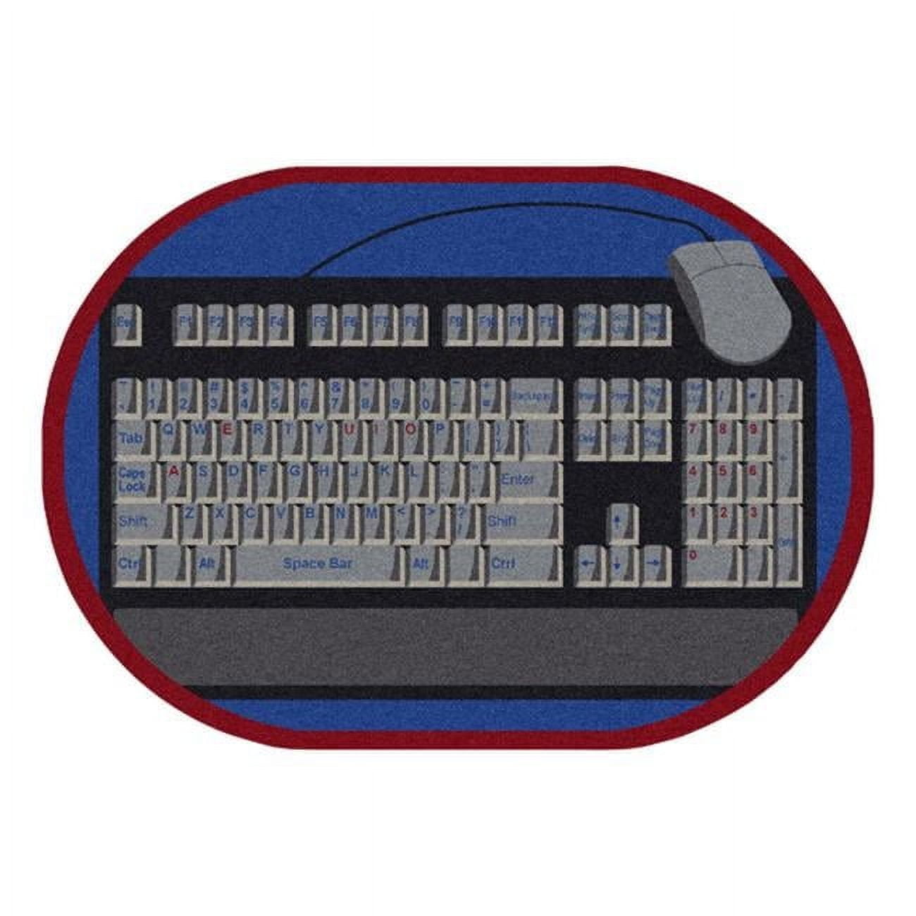 Keyboard Connection Gray 5 ft.4 in. x 7 ft.8 in. Oval WearOn Nylon ...