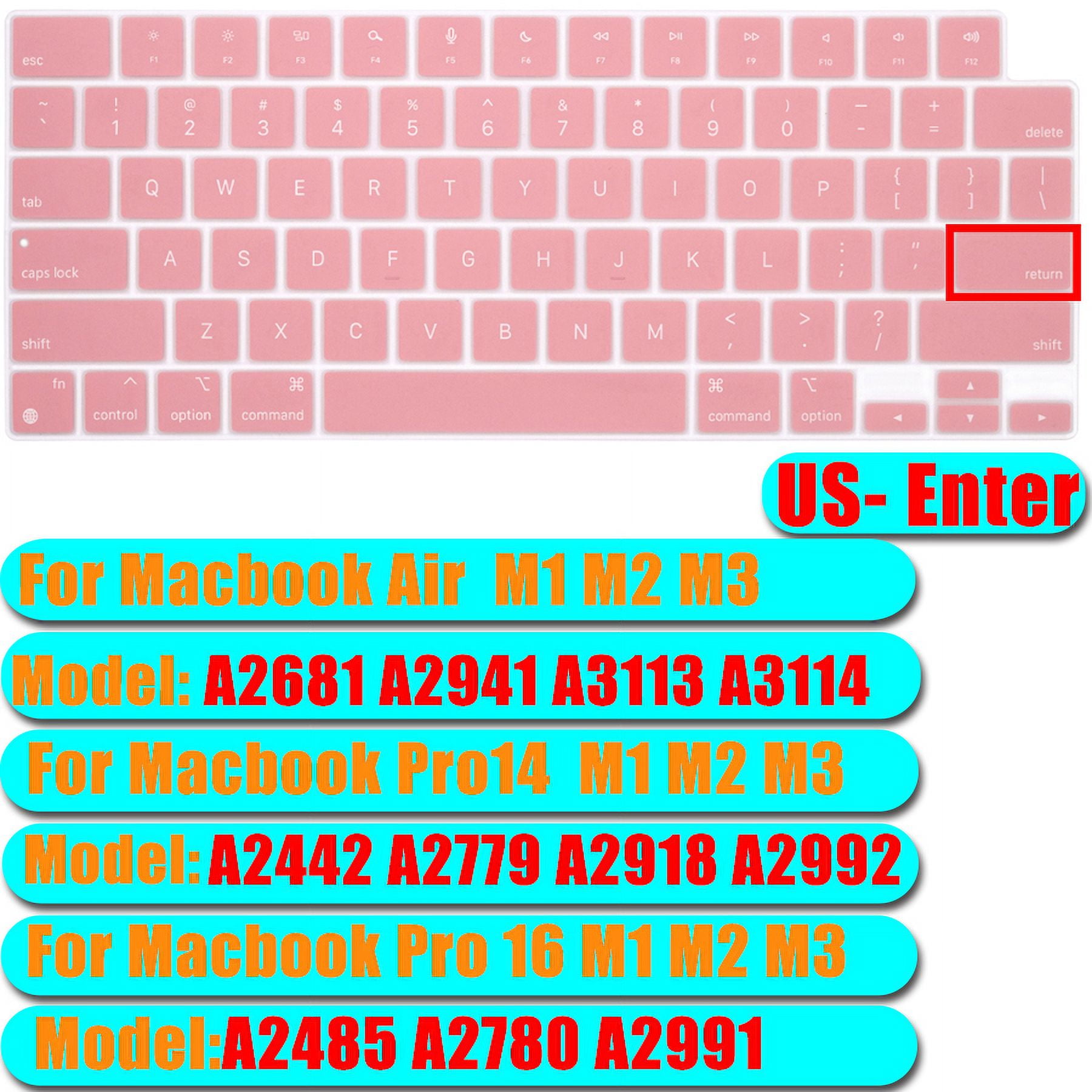 Keyboard Cover Skin for MacBook Air and Pro,M3,M2,M1,15.3 "14"13.6 "16 ...