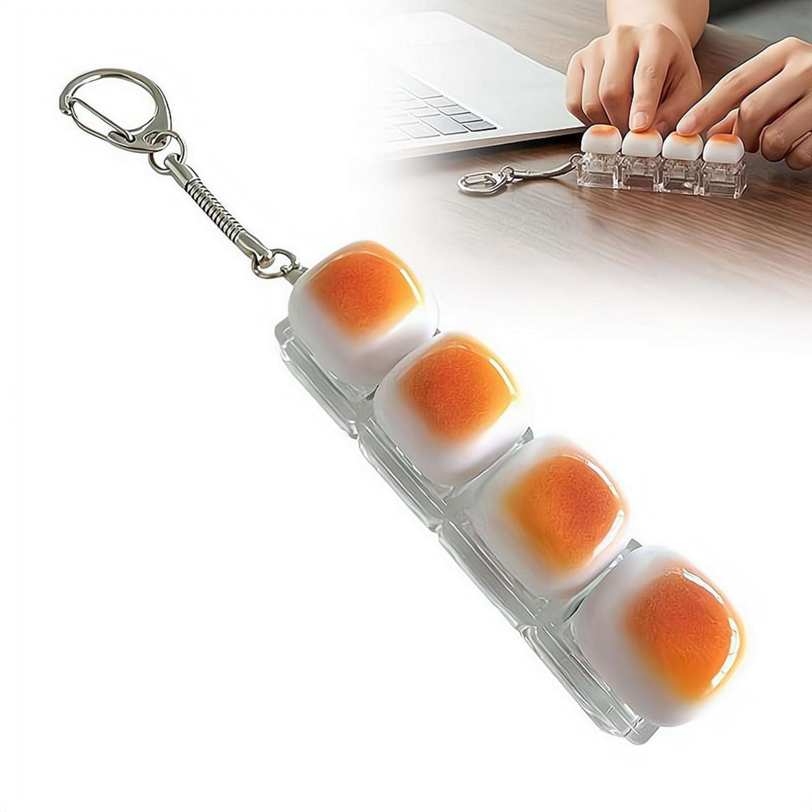 Keyboard Fidget Toy, 4-in-1 Stress Relief Clicker Toy, Keychain Cube ...