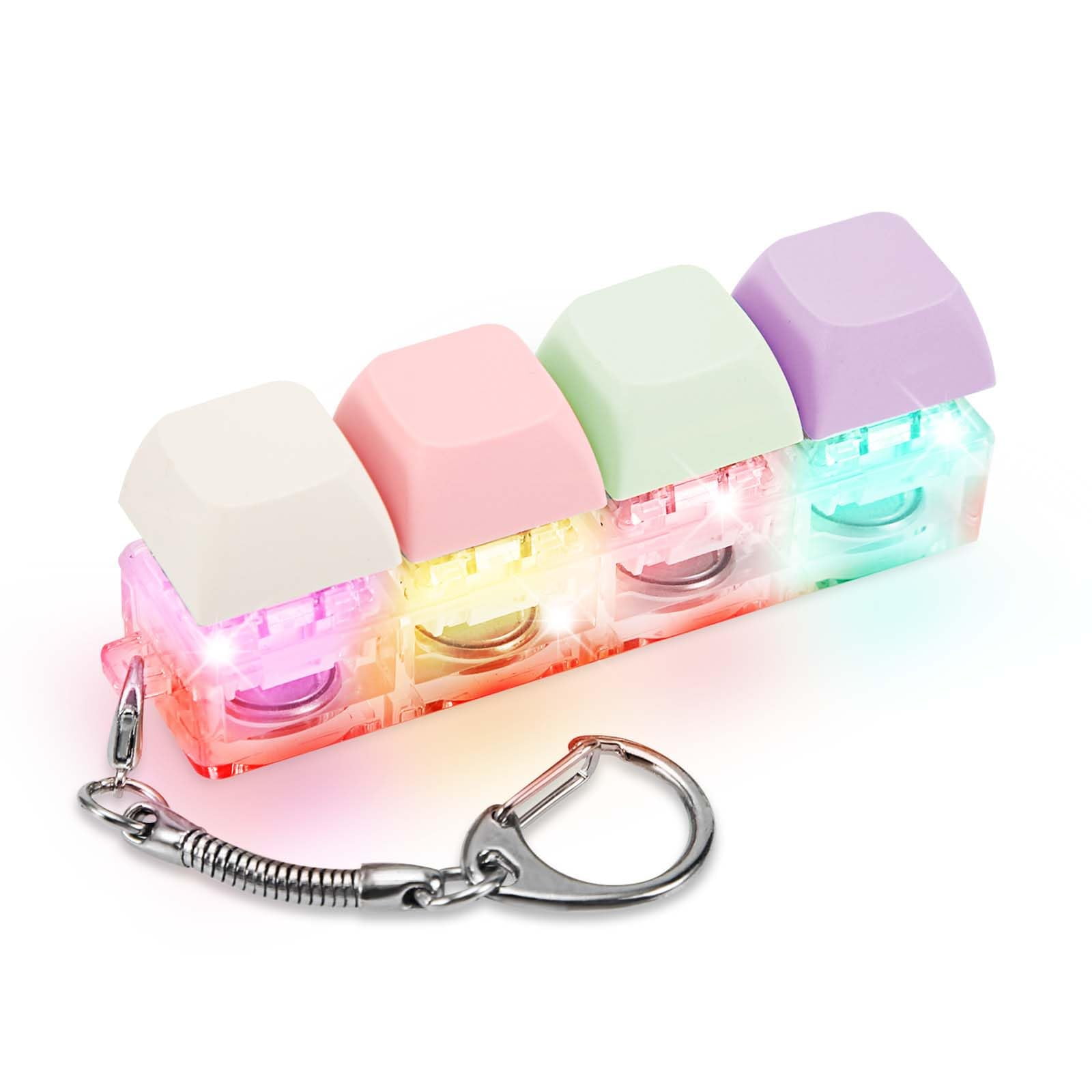 Keyboard Fidget Toy for Adults, Fidget Keyboard Keychain with LED Light ...