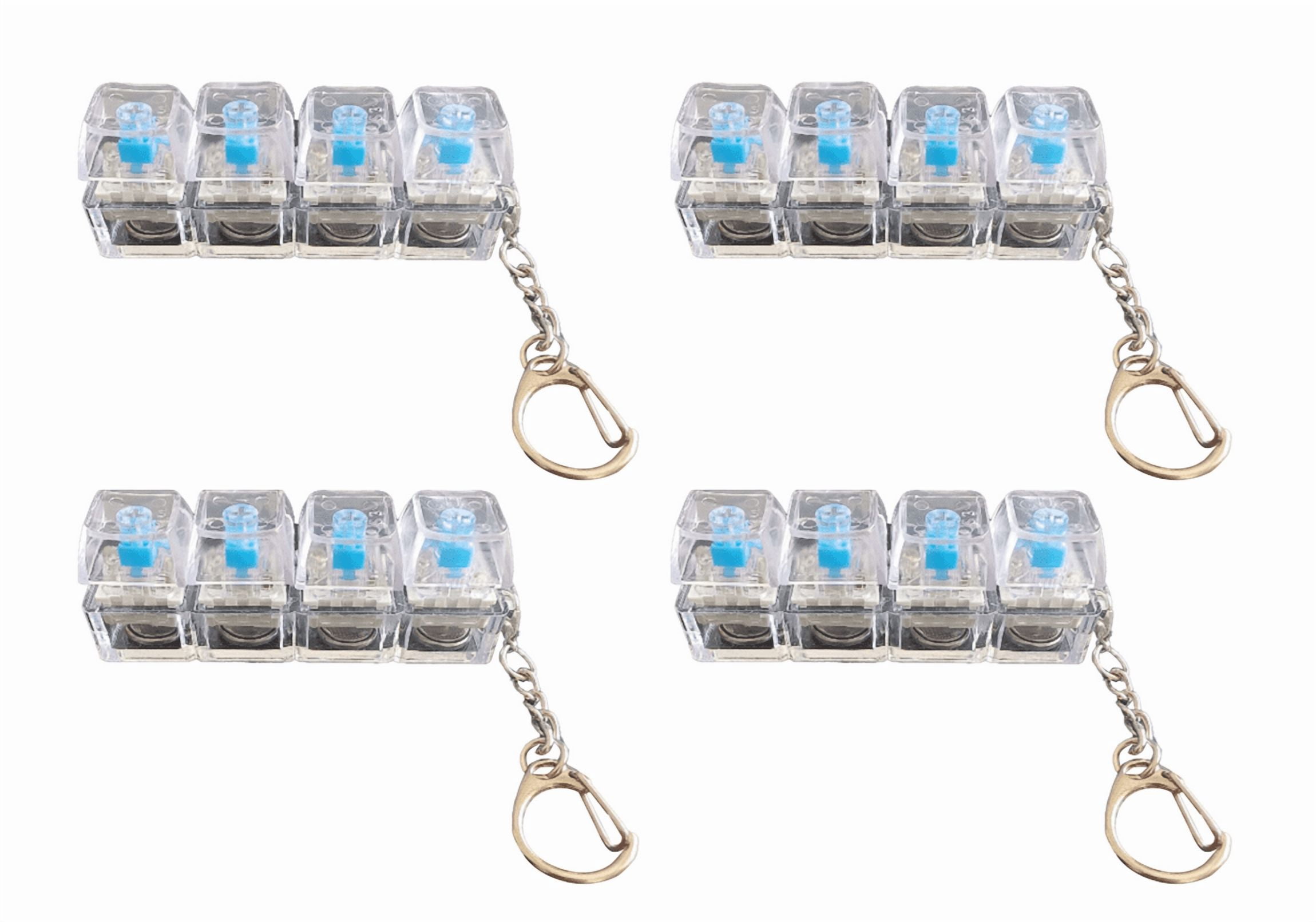 Keyboard Fidget Toy LED Light Up, 4 Pcs Clicker Keychain with ...