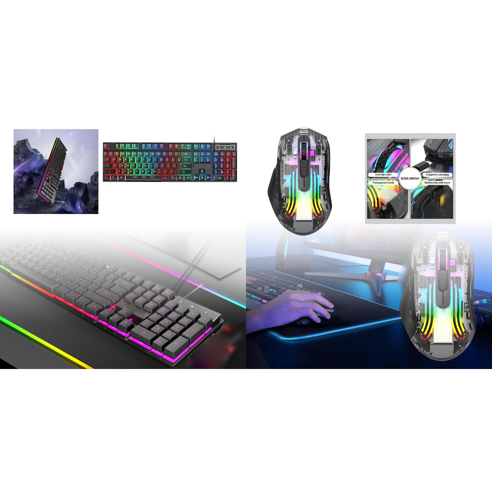 Keyboard Gaming Rapid Fire Button Computer Game Hardware Glowing Wired ...
