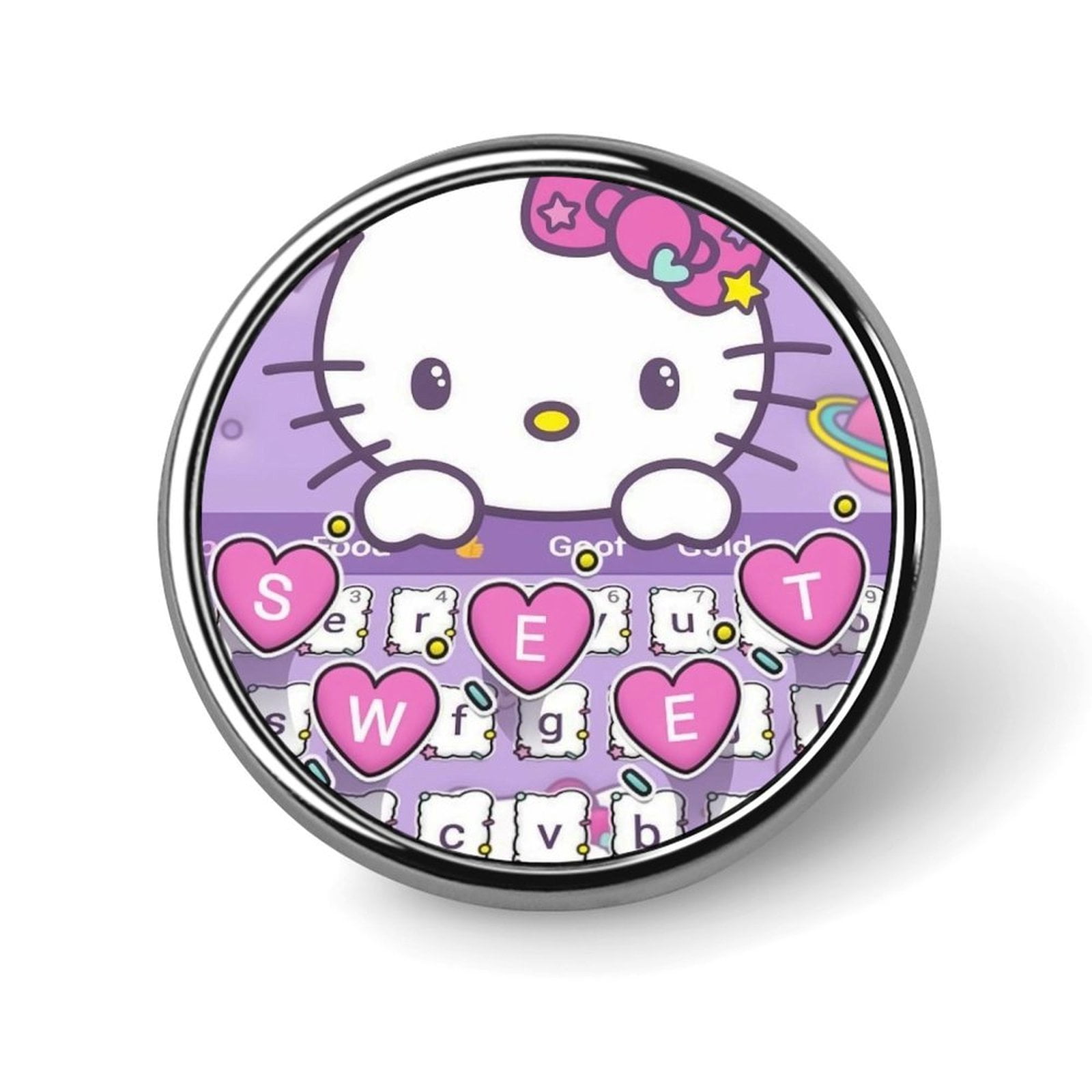 Keyboard Hello Kitty DIY Round Badge Aluminum Alloy Badges Fashionable ...