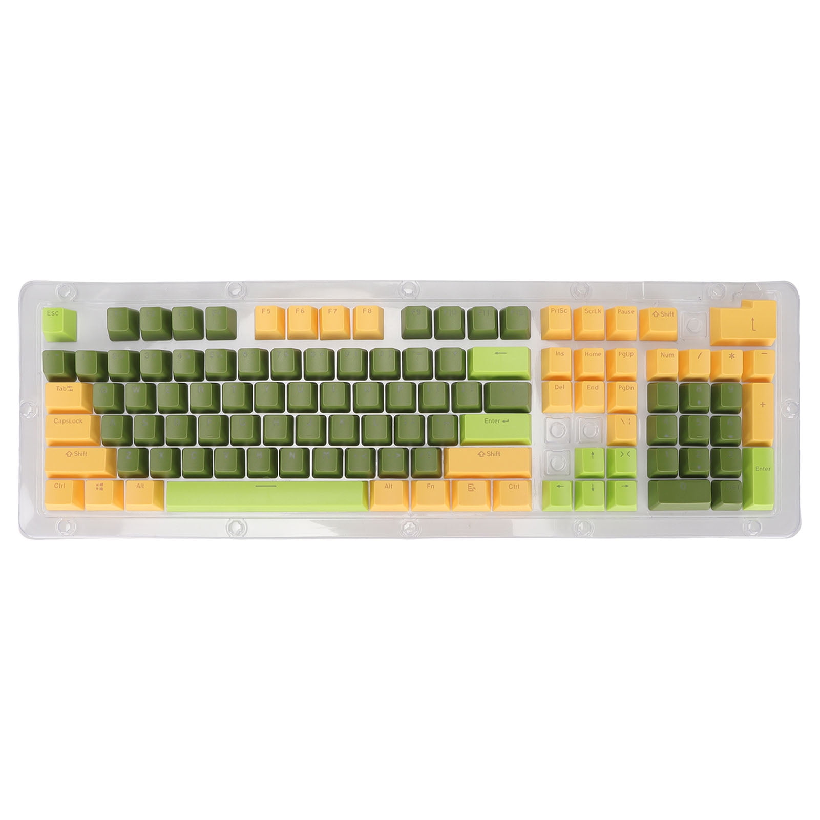 Keyboard Keycaps 107 Key Three Color Translucent Characters Arc Layout ...