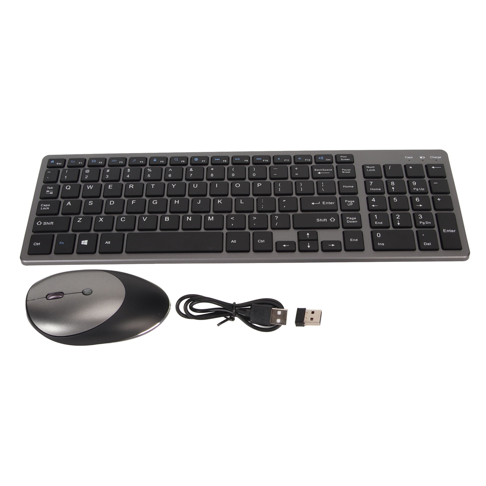 Keyboard Mouse Combo 2.4G Wireless Rechargeable 102 Keys Ergonomic ...