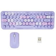 Keyboard Mouse Combo 2 4ghz Wireless Cute Retro 68 Round Keycaps 3 Dpi