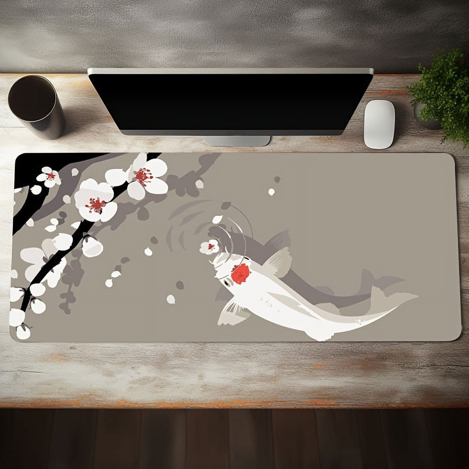 Keyboard Pad Sakura Koi Color Painting Mouse Pad Animal Plant Abstract ...