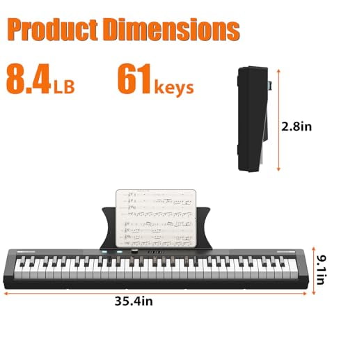Keyboard Portable Piano, 61 Key Piano Keyboard for Beginners and Kids ...