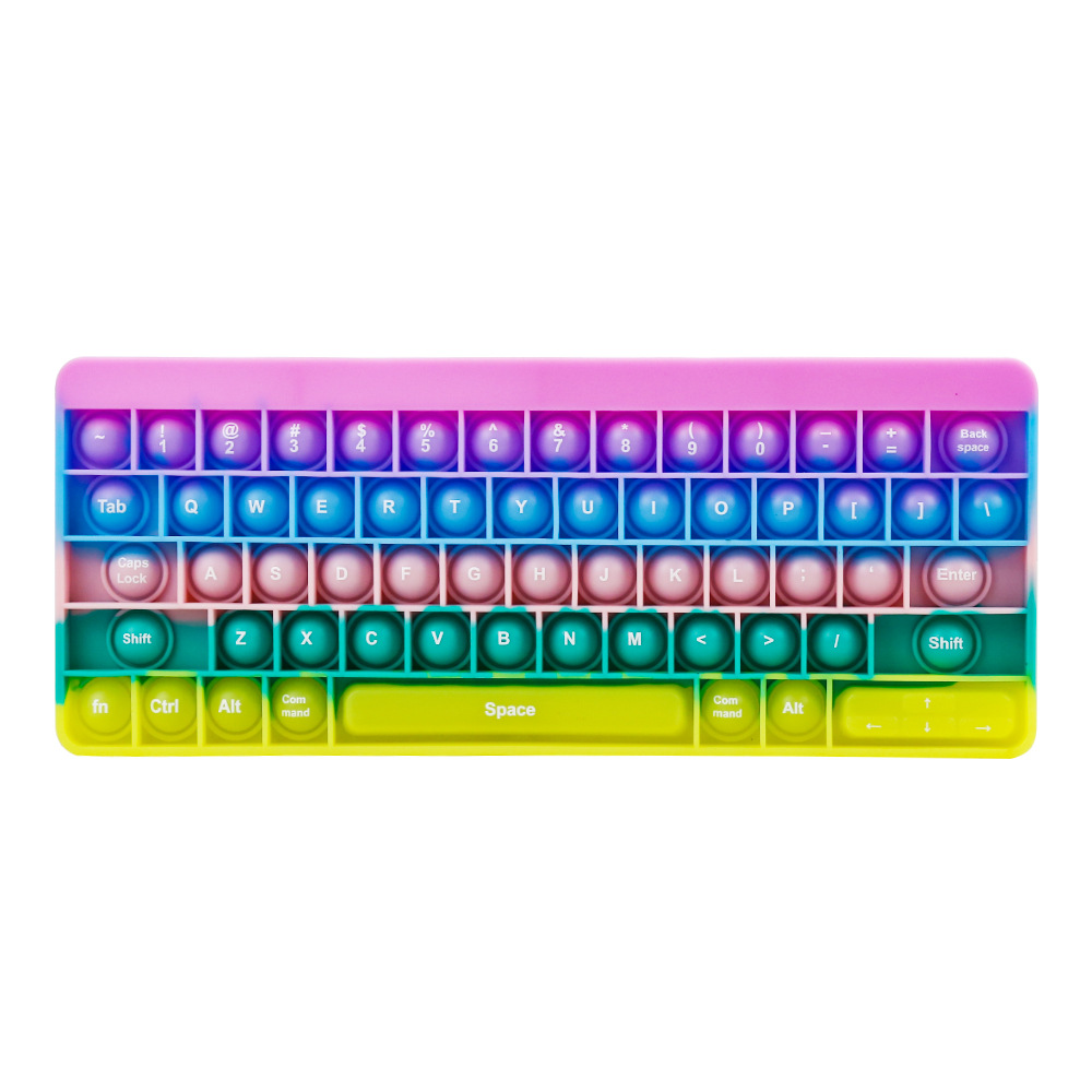 Keyboard Push Bubble Fidget Sensory Toys Rainbow Popping Silicone Game ...