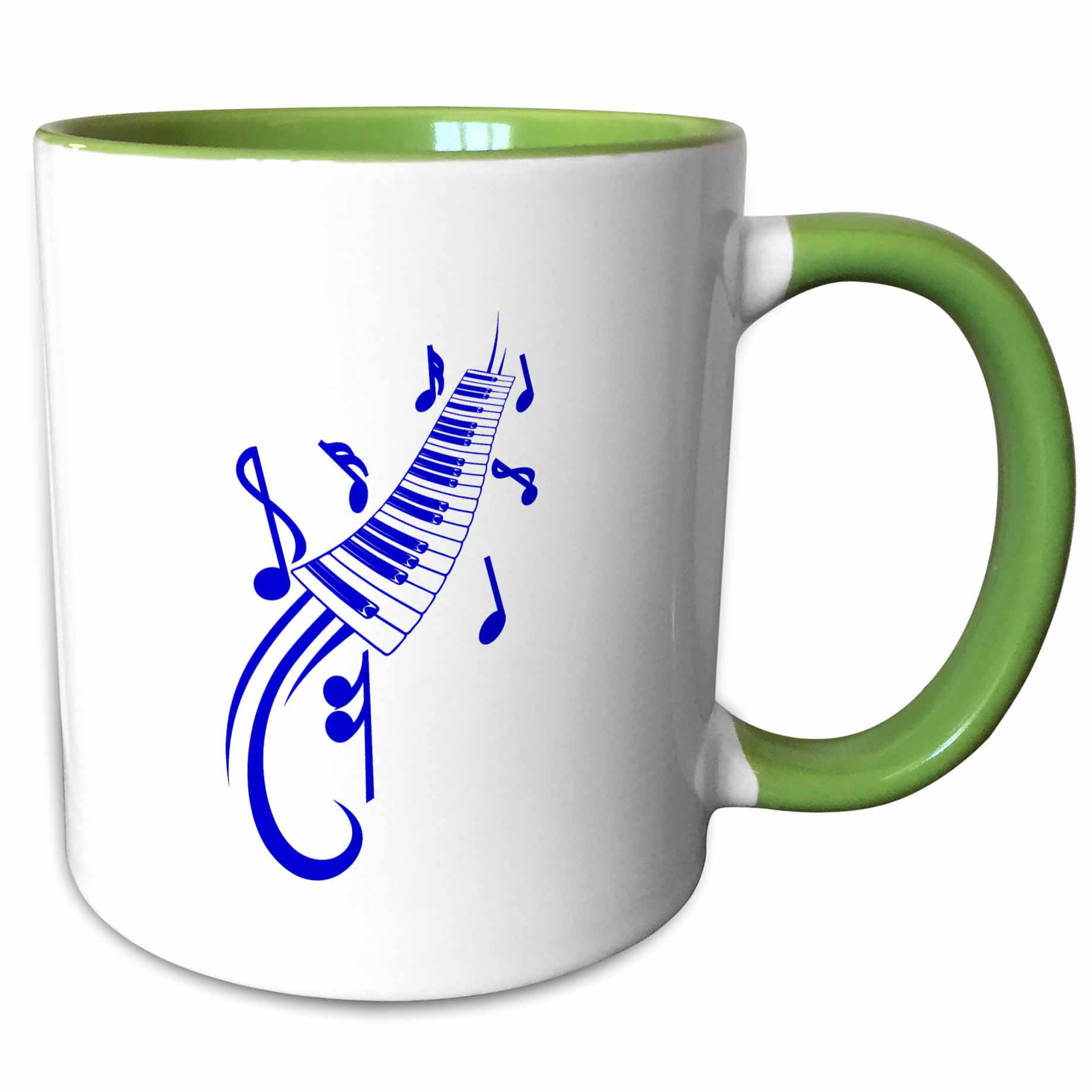 3drose, Keyboard Scroll and Notes Blue, 15oz Two-tone Green Mug ...