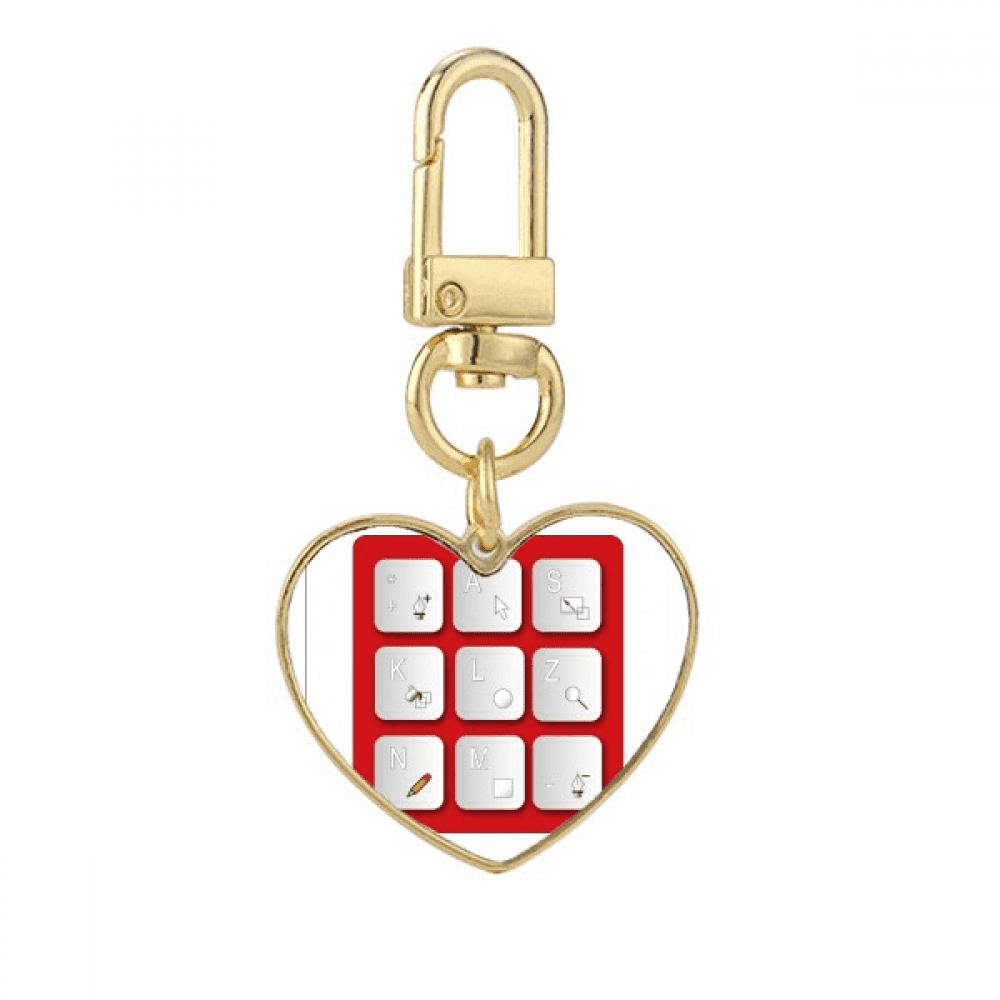 Keyboard Shortcut Letter Design Gold Heart Keychain Metal Keyring ...