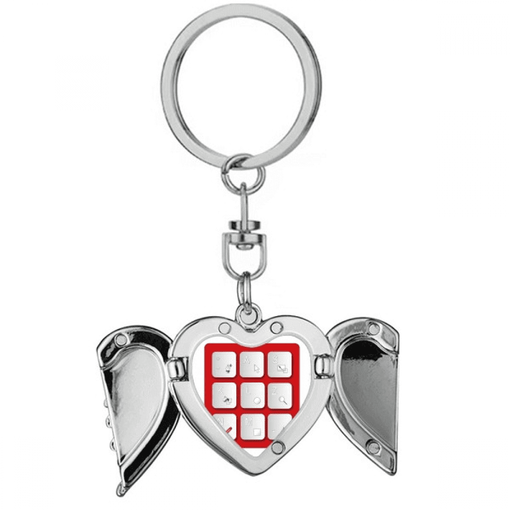 Keyboard Shortcut Letter Design Heart Angel Wing Key Chain Holder ...