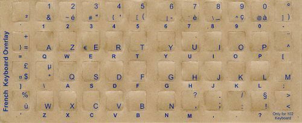Keyboard Stickers, Overlays, Labels: Transparent French Blue Characters ...