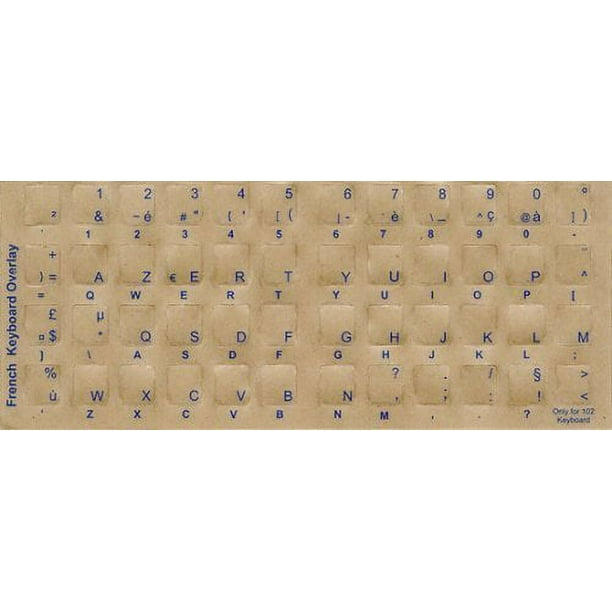 Keyboard Stickers, Overlays, Labels: Transparent French Blue Characters ...