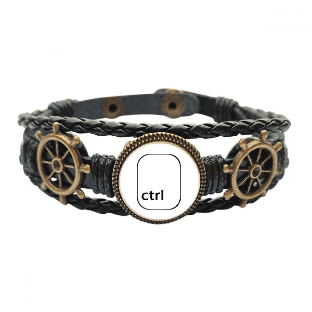 Keyboard Symbol Ctrl Art Deco Fashion Leather Braided Ocean Bracelet ...