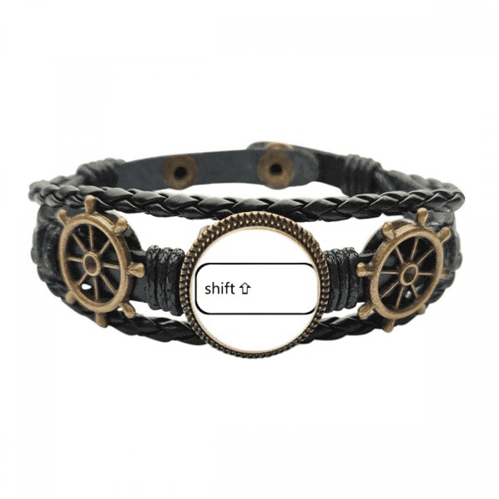 Keyboard Symbol Shift Art Deco Fashion Leather Braided Ocean Bracelet ...