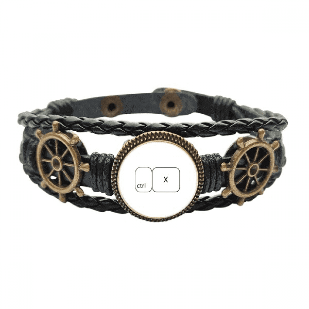 Keyboard Symbol ctrl X Art Deco Fashion Leather Braided Ocean Bracelet ...