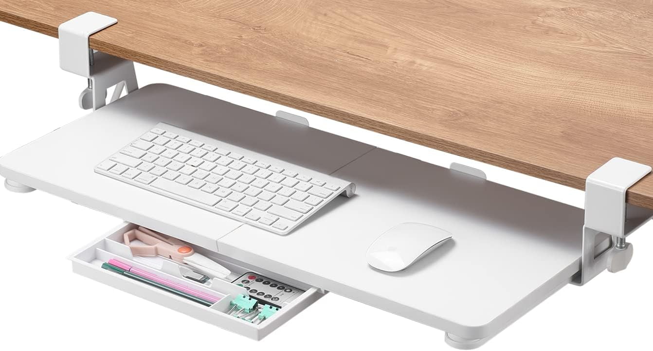 Keyboard Tray Under Desk, 26.77" X 11.81" Large Size Keyboard Tray with ...