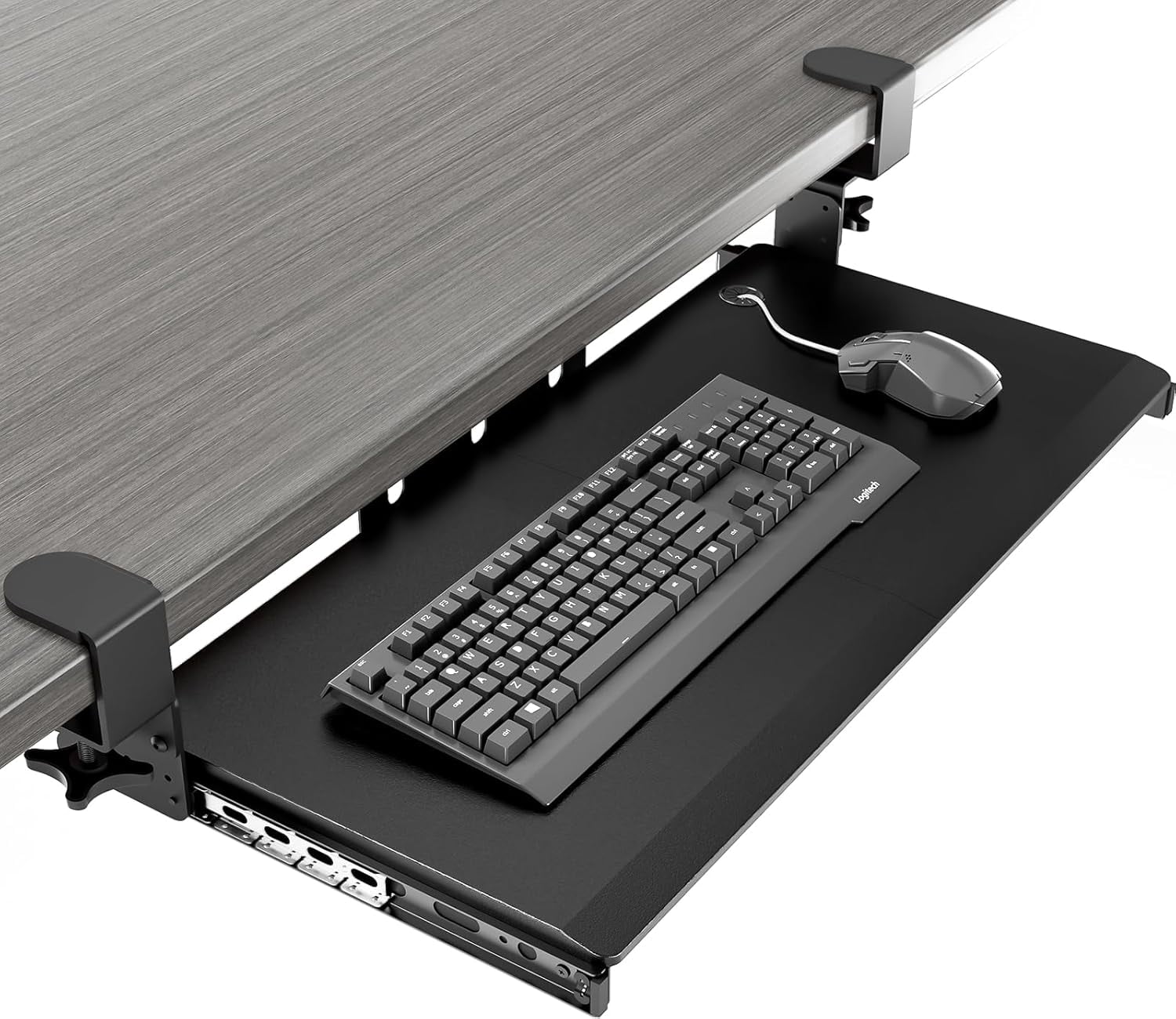 Keyboard Tray Under Desk Pull Out with Extra Sturdy C Clamp Mount ...