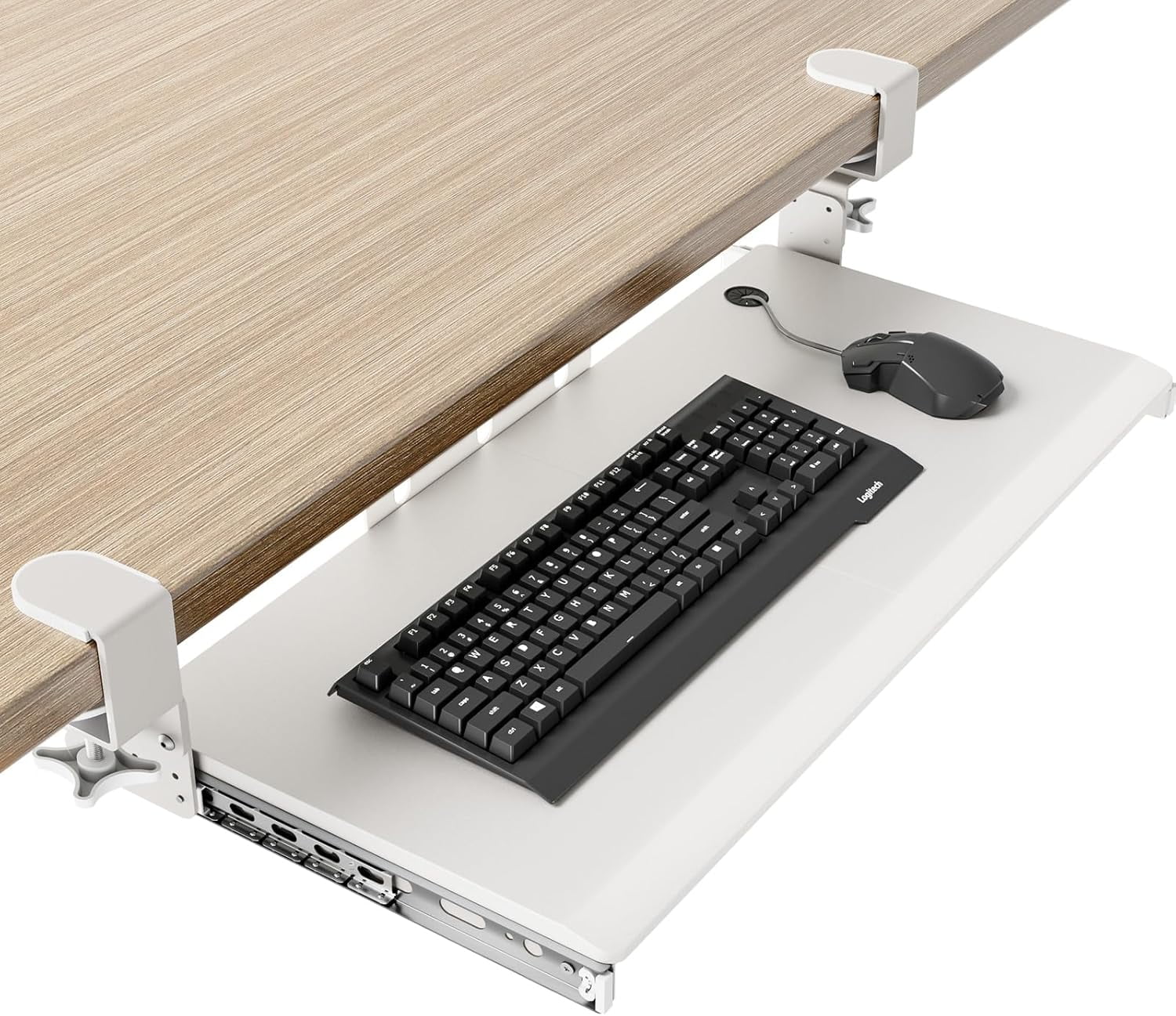 Keyboard Tray Under Desk Pull Out with Extra Sturdy C Clamp Mount ...