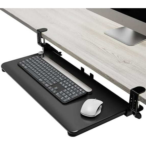 Keyboard Tray Under Desk Slide, 25.6"(30” Including Clamps) x 11.8 ...