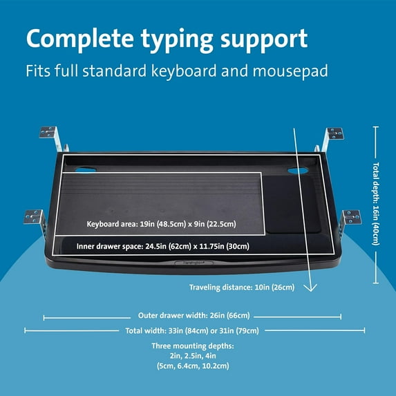 Keyboard Tray Under Desk, SmartFit Ergonomic Slide-Out Keyboard Drawer ...