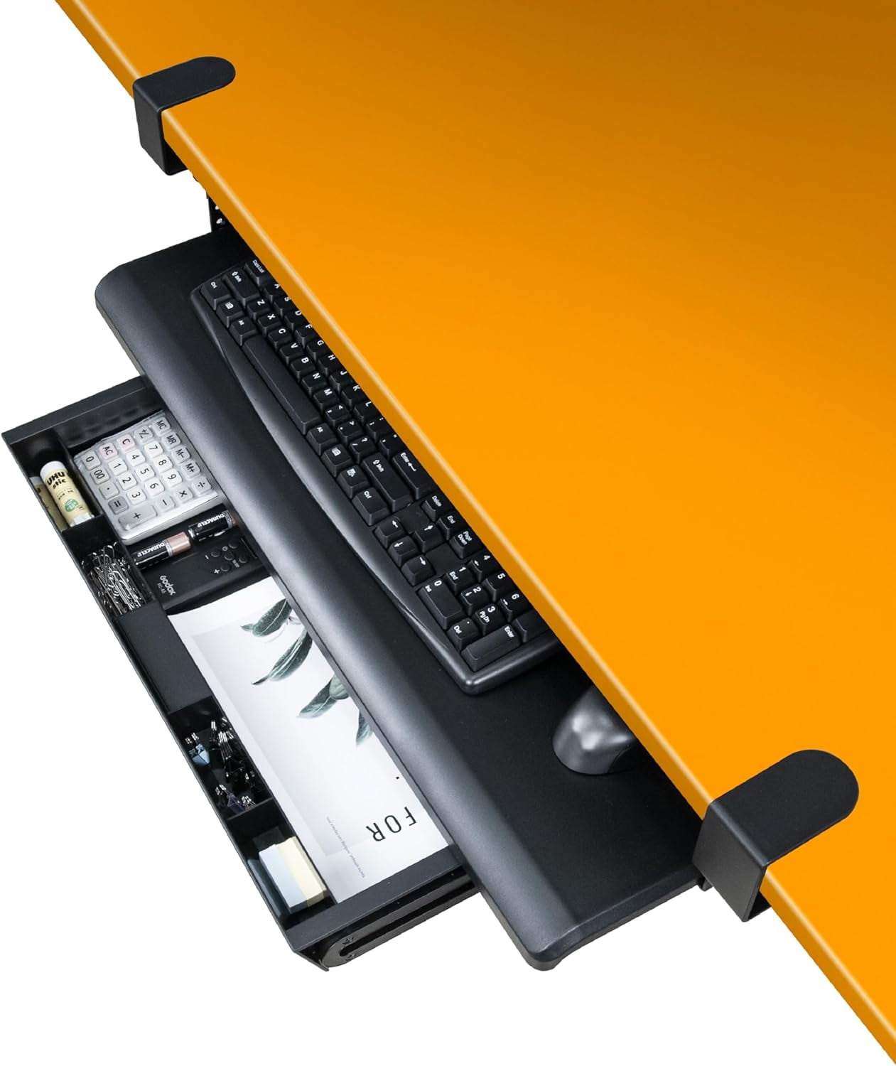 Keyboard Tray with Drawer - Clamp On Under Desk Pull Out Extender Table ...
