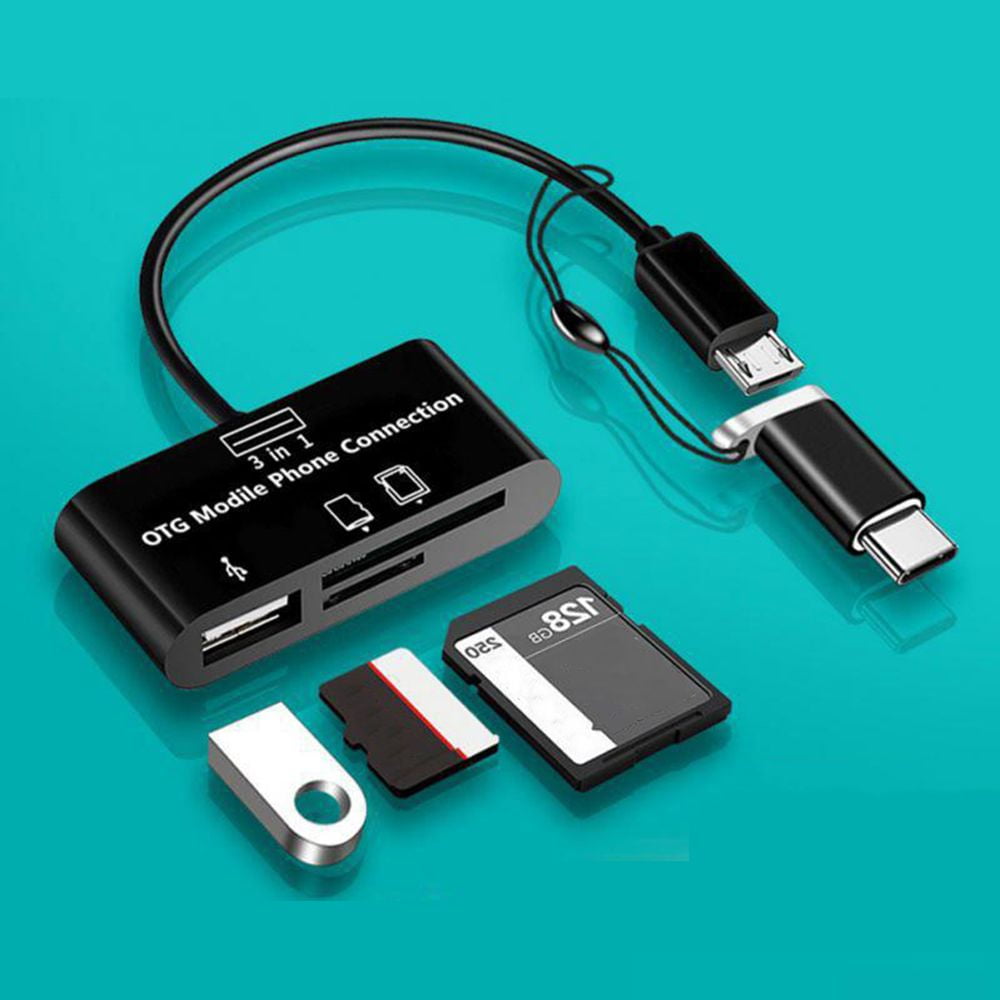 Keyboard U Disk 3 in 1 OTG Adapter Type-c Micro USB Memory Card Reader ...