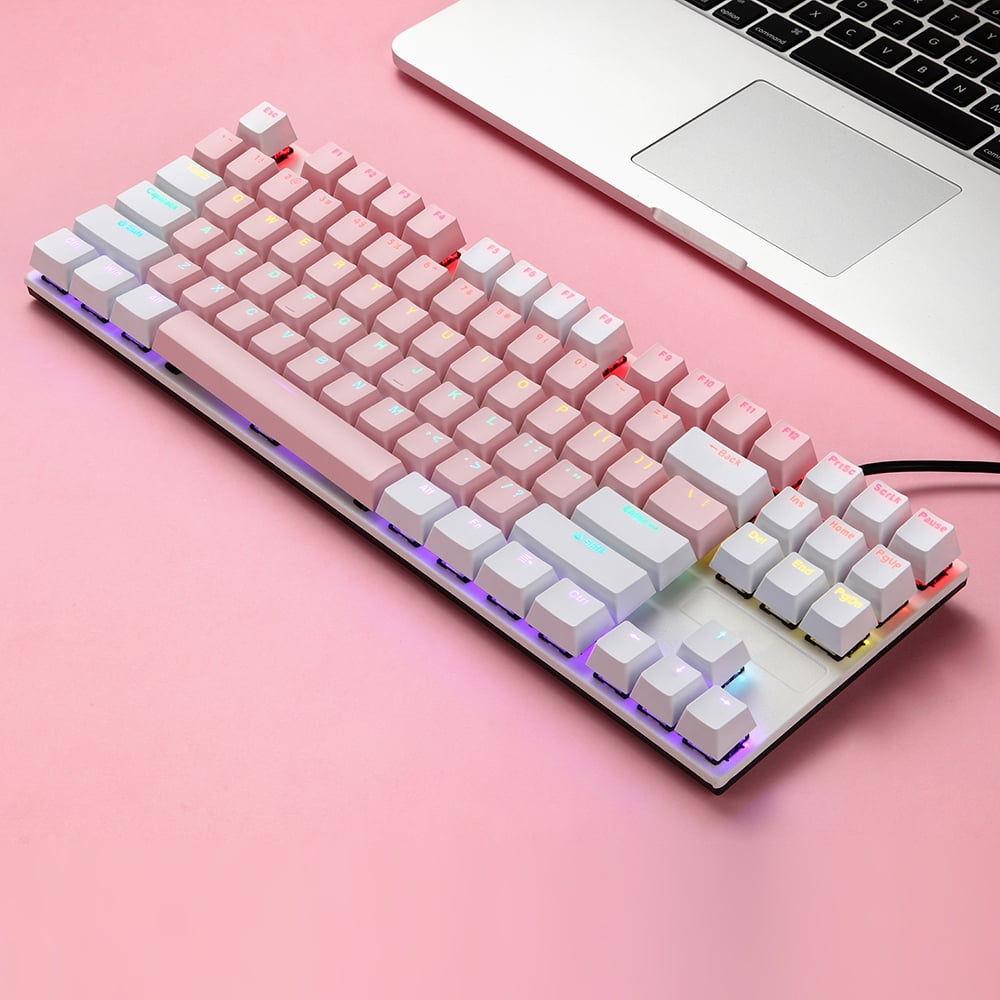 Keyboard,White (red Switches) Buzhi K87 87 Wired Panel Two-color Keycap ...