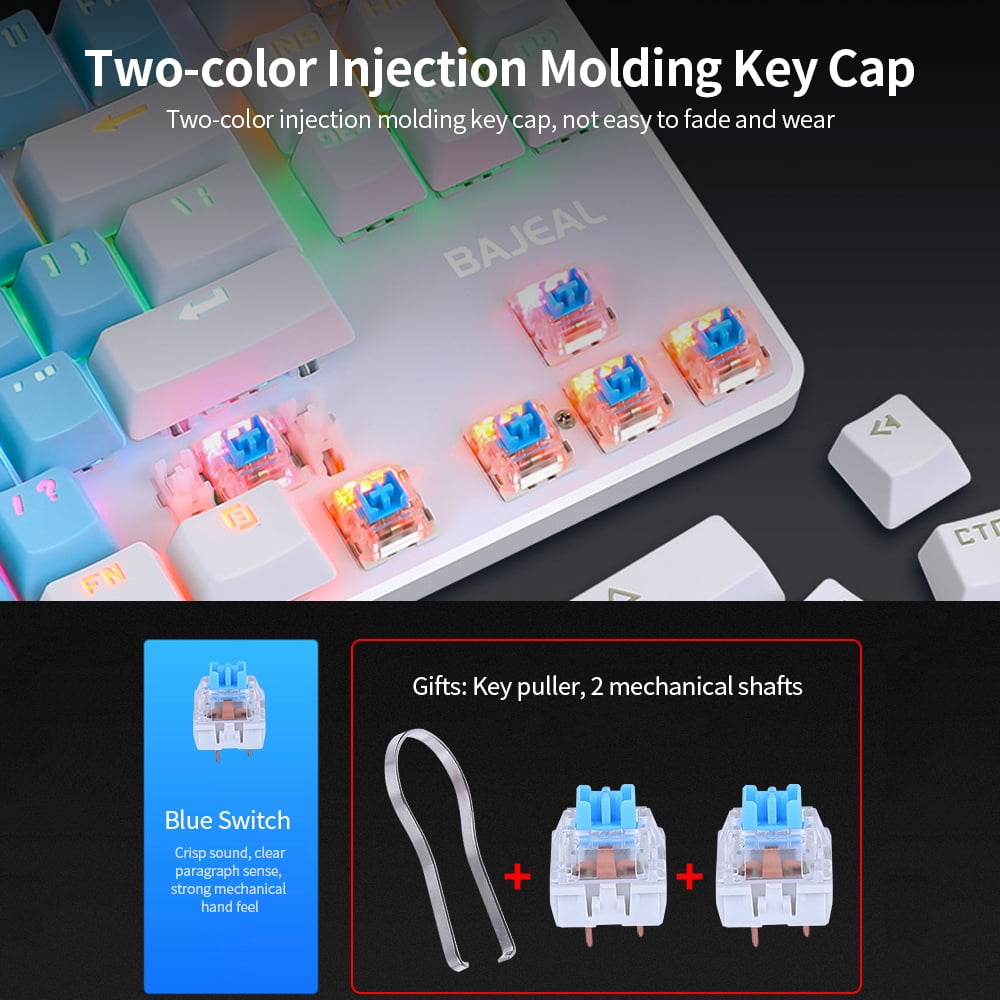 Keyboard,Wired Keyboa 87 Wired Suspension Button White Switch ...