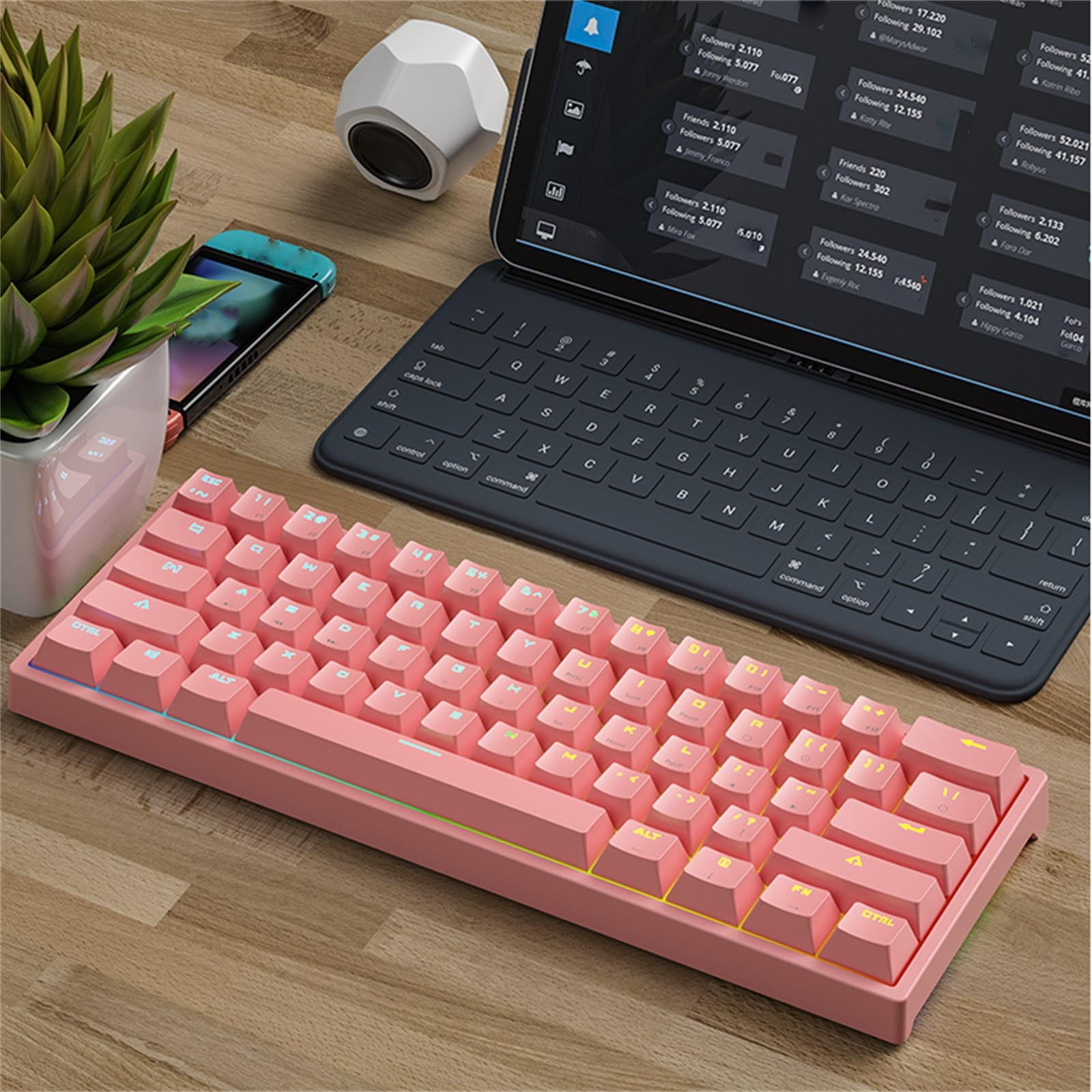 Keyboard Wired Mechanical Gaming Keyboard RGB Backlight No Ghosting 61 ...