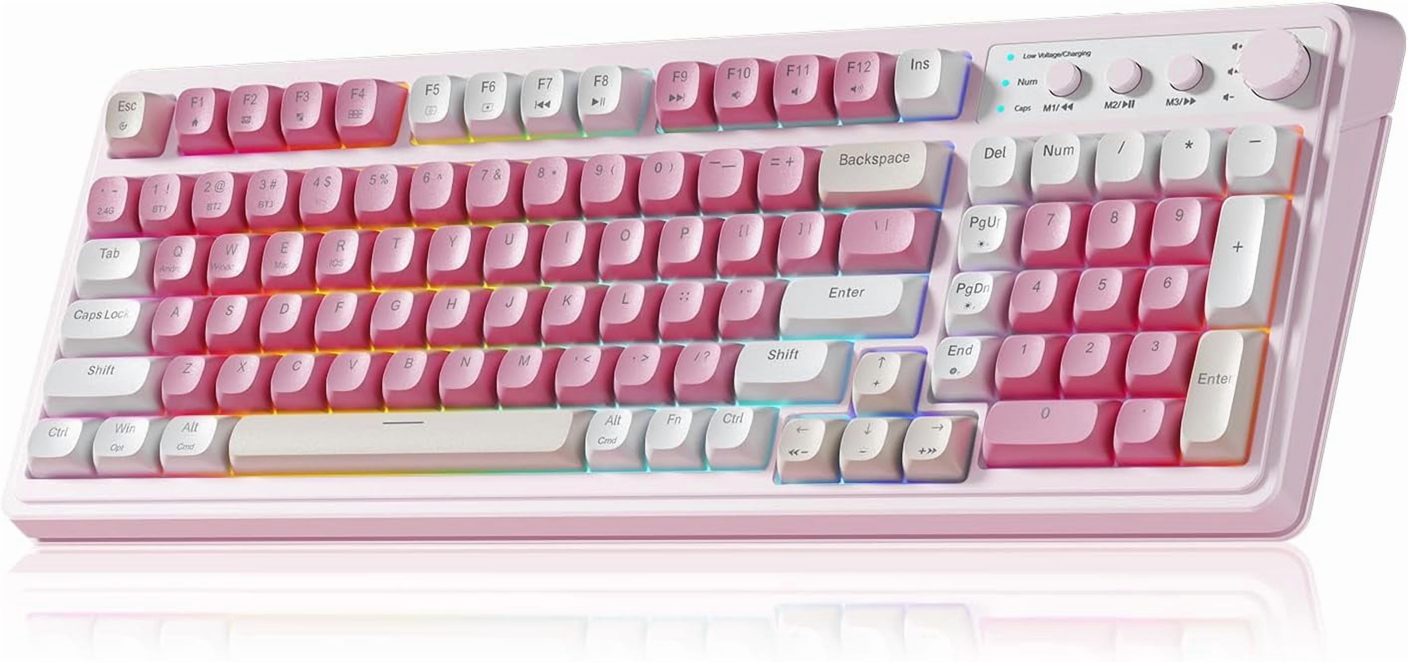Keyboard, Wireless Gaming Keyboard Bluetooth Ergonomic Creamy Computer ...