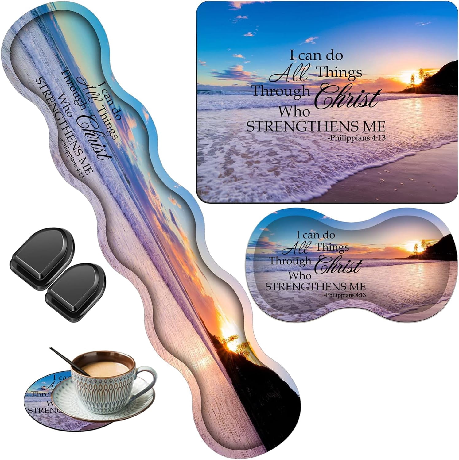 Keyboard Wrist Rest Pad + Mouse Wrist Rest Pad +Mouse Pad + Coaster ...