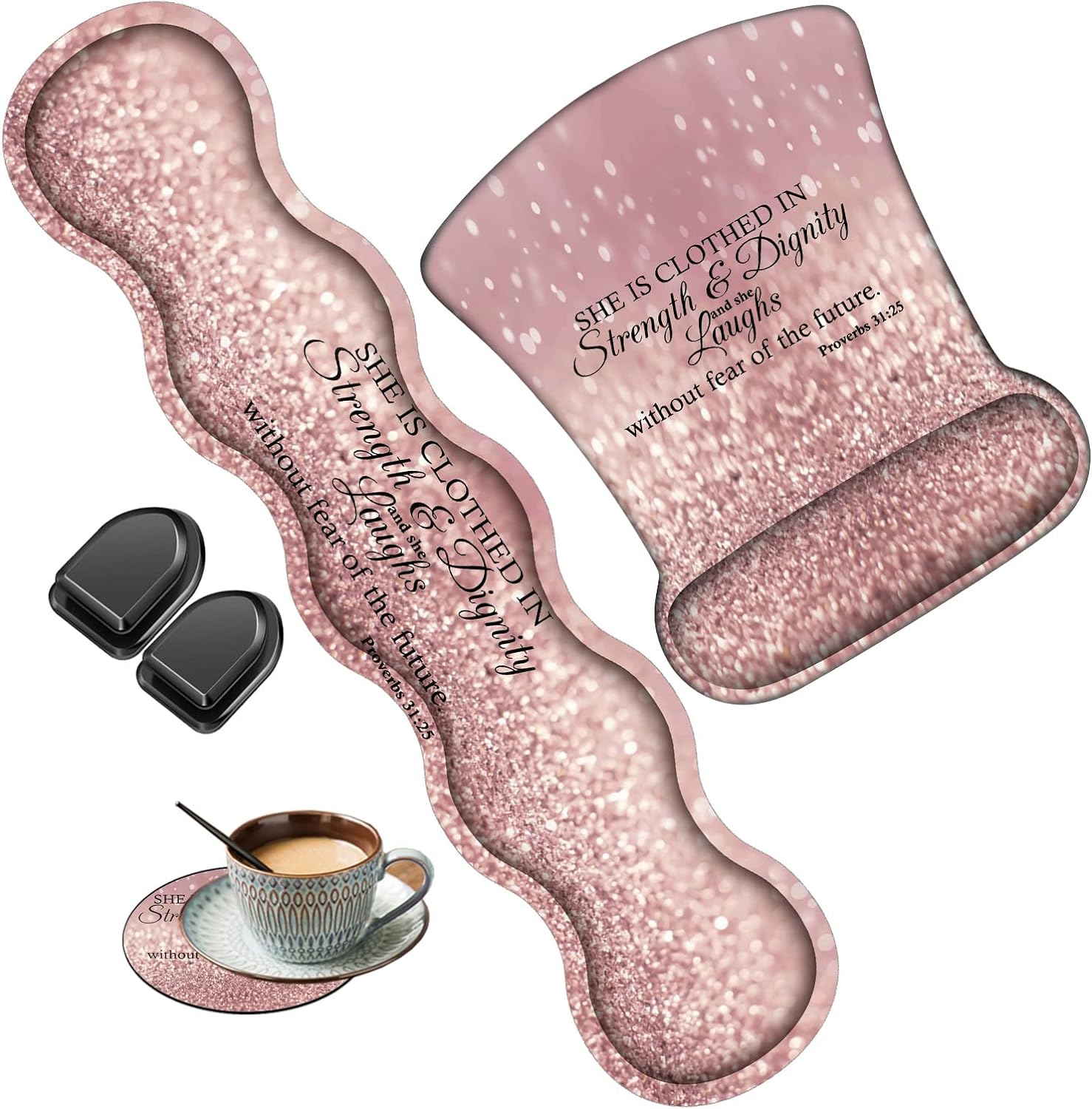 Keyboard Wrist Rest Pad + Wrist Rest Support Mouse Pad + Coaster + Invisible Hook Combo Set ...