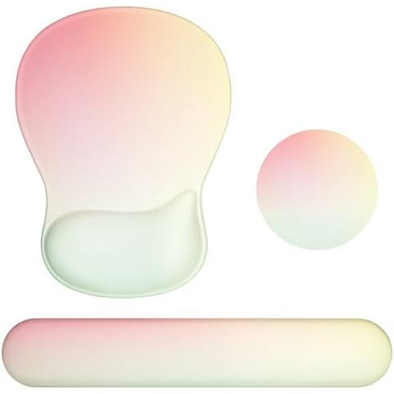 Keyboard Wrist Rest Set with Ergonomic Mouse Pad - 3-in-1 Memory Foam ...