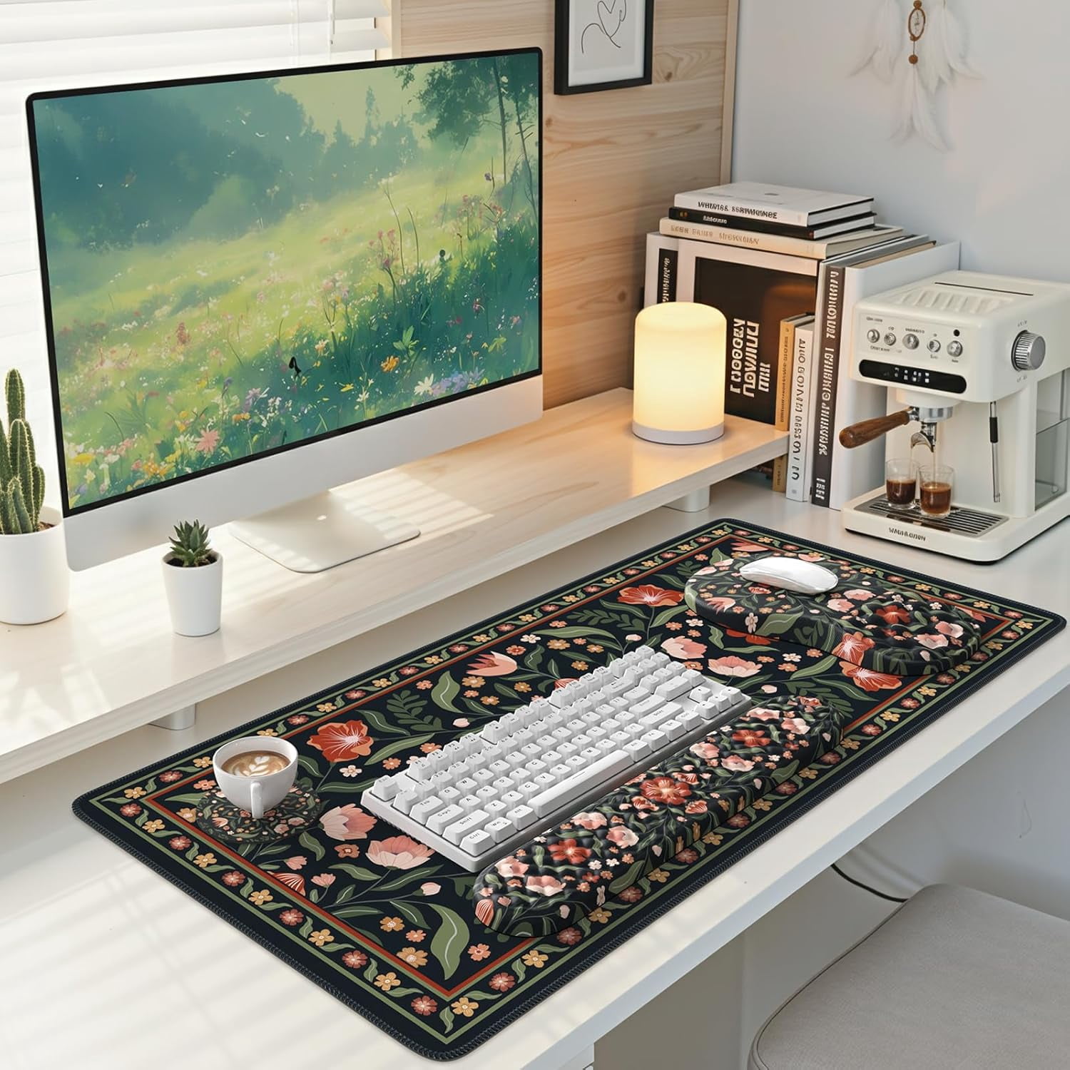 Keyboard Wrist Rest and Table Mat Set, Desk Cover mat,Pink Mouse pad ...