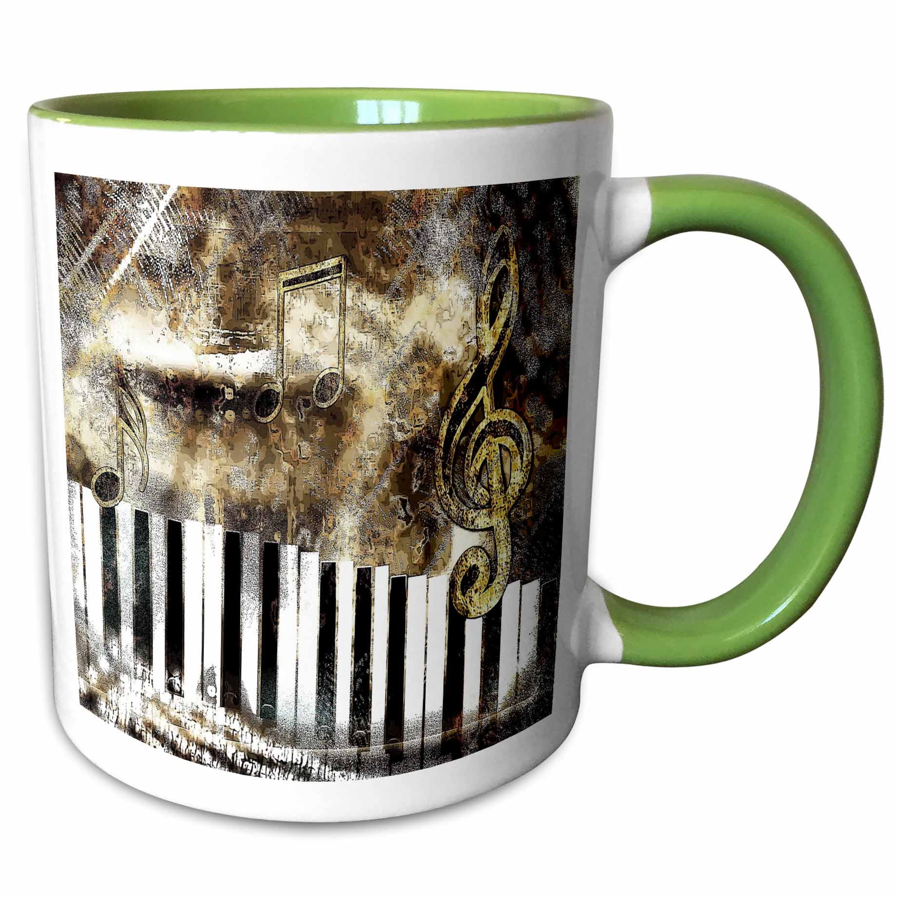 Keyboard abstract art in earth tones and pretty note background 11oz ...