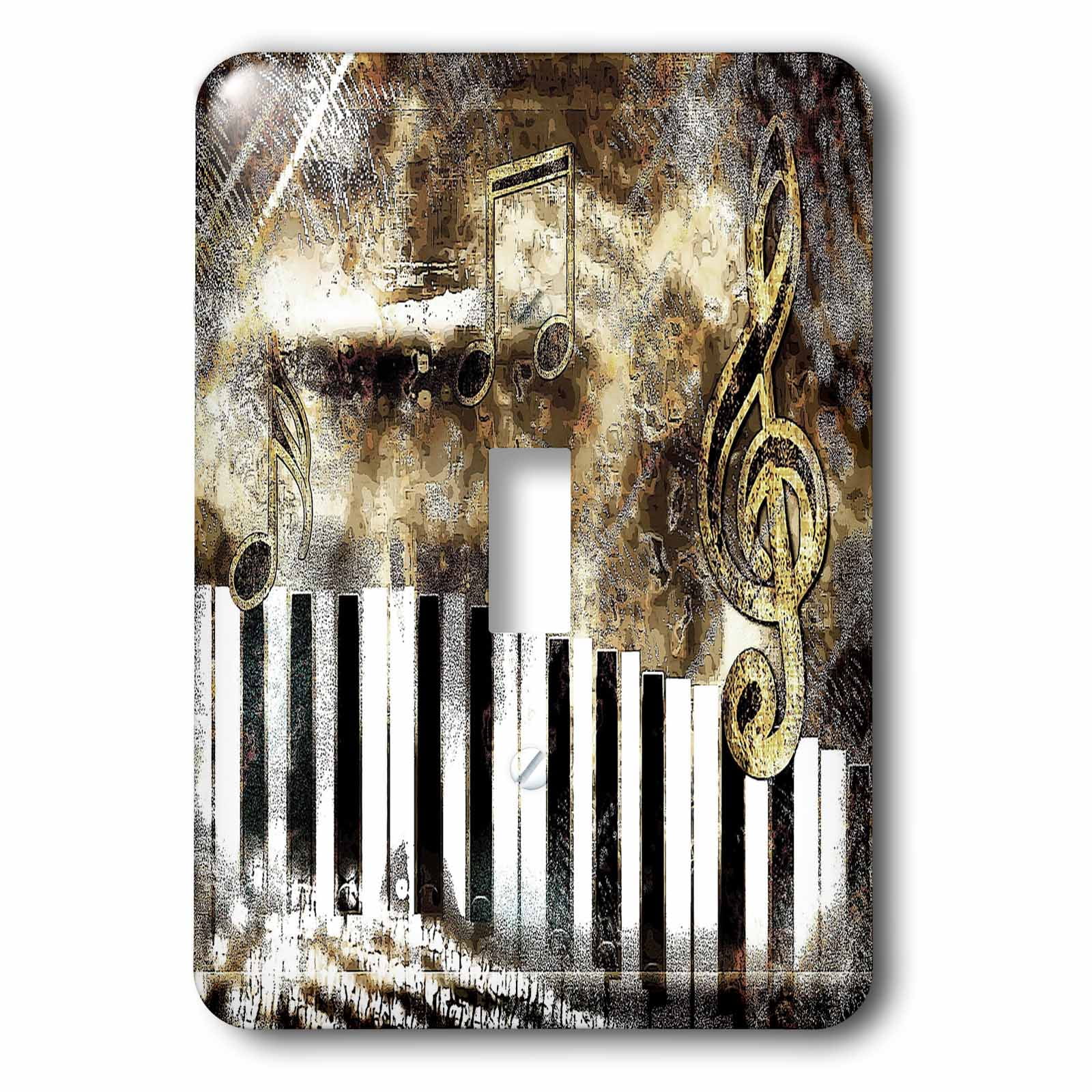 Keyboard abstract art in earth tones and pretty note background single toggle switch lsp-167054 ...