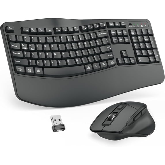 Keyboard and Combo, 2.4G Full Size Wave Keyboard with Wrist Rest and 3 ...