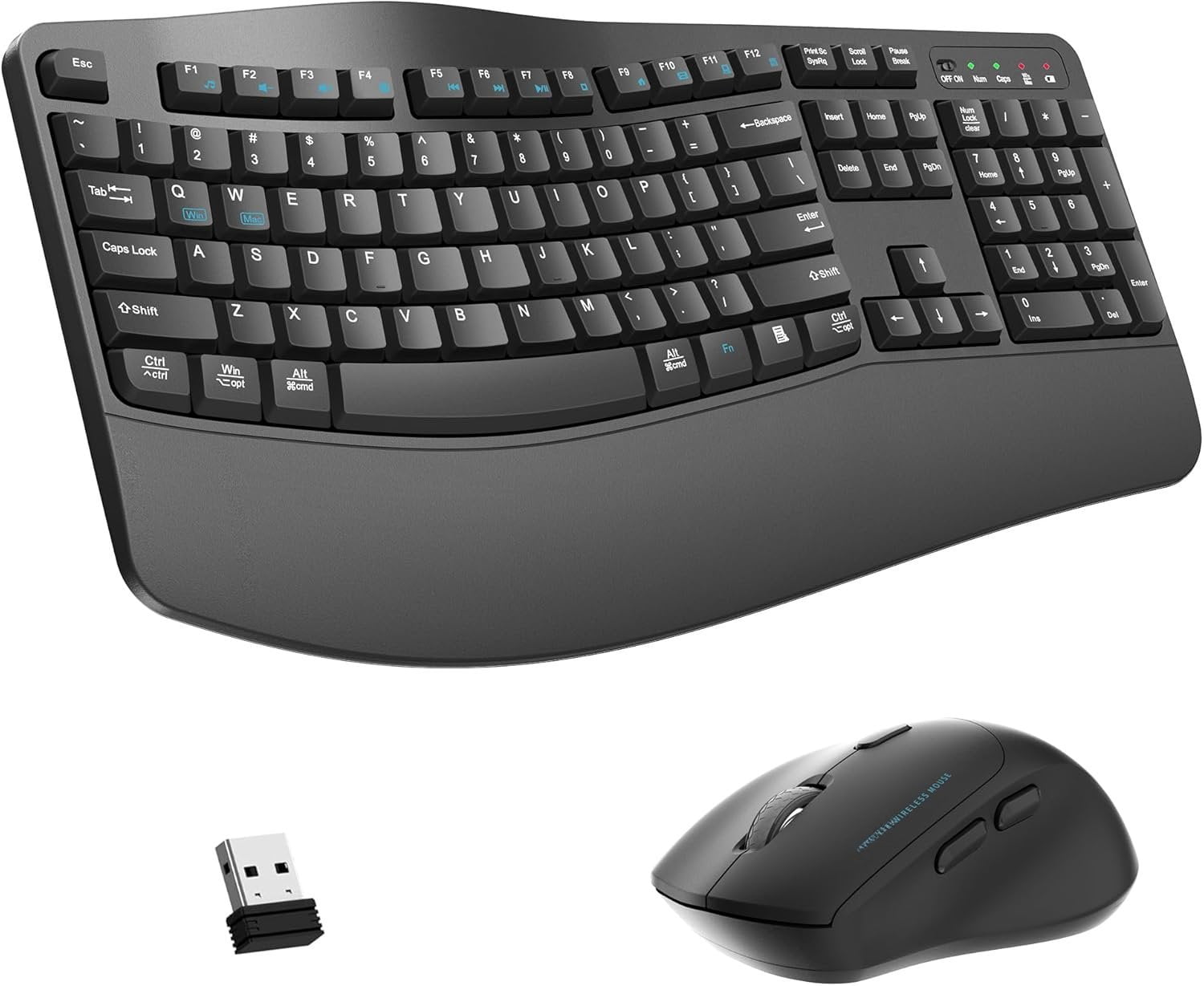 Keyboard and Combo,2.4G Full Size Wave Keyboard with Wrist Rest for ...