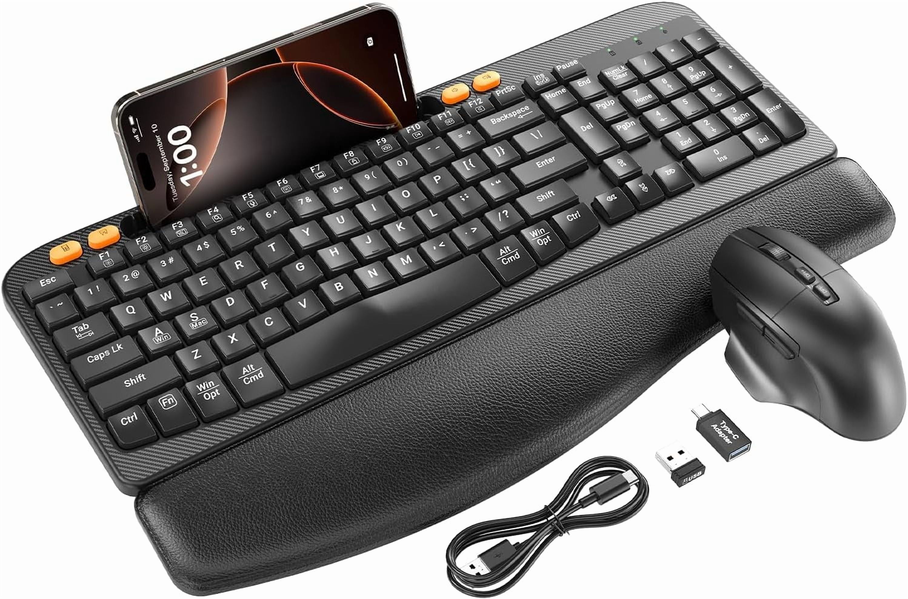 Keyboard and Combo, Wave , Cushioned Palm Rest, , Phone Holder, Typing ...