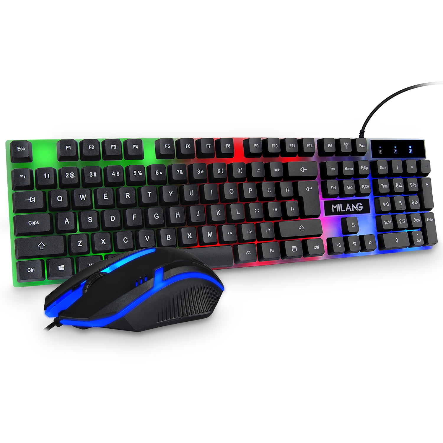 104 Keys Gaming Keyboard and Mouse Combo, Wired LED RGB Rainbow Backlit ...