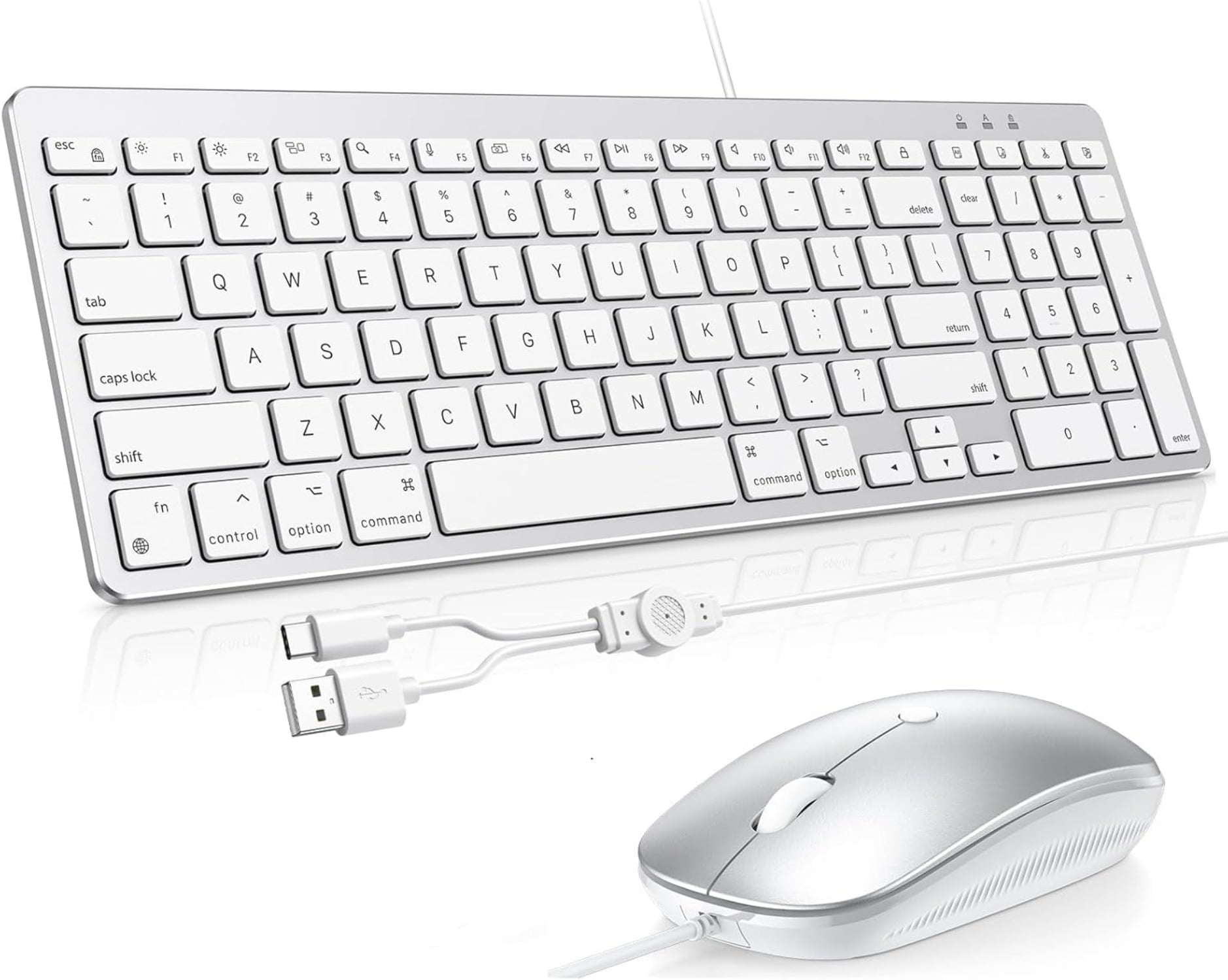 Keyboard and Mouse for Mac, Wired Keyboard with Numeric Keypad Dual ...