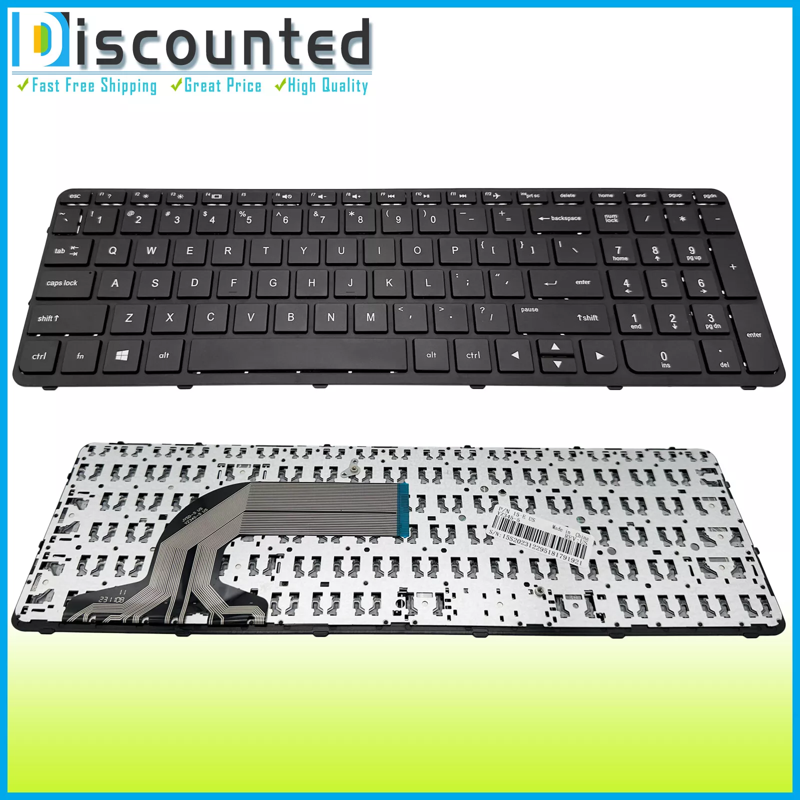Keyboard for HP 15-F Series 708168-001 749658-001 776778-001 Laptop ...