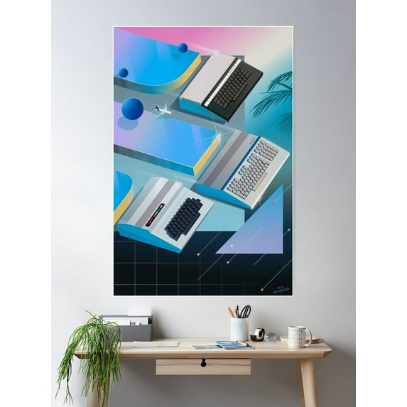 Keyboards Outrun Poster Wall Art, Modern Wall Decor For Living Room ...