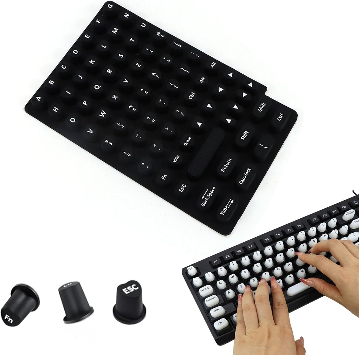 Keycap Extender for Long Nails - Heart-Shaped Raised Silicone Keyboard ...