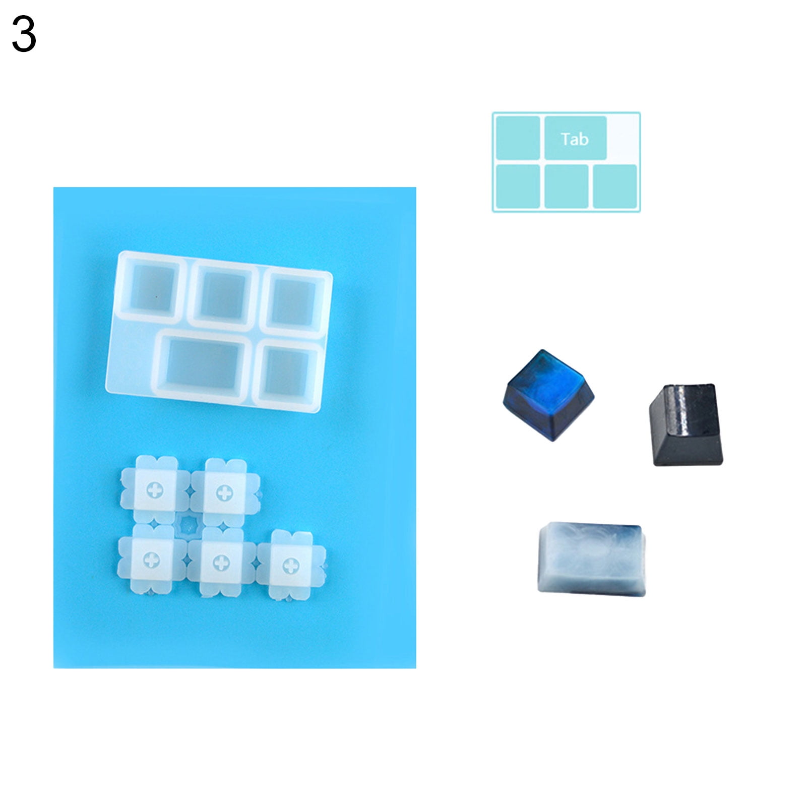 Keycap Molds Silicone kit, Handmade Crystal Resin Molds for Key Caps of ...