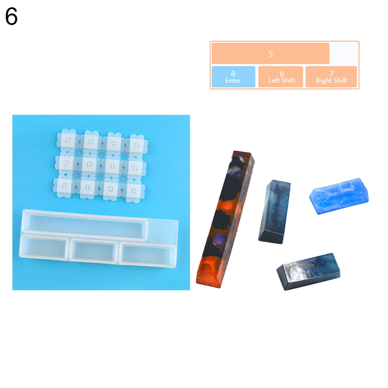 Keycap Molds Silicone kit, Handmade Crystal Resin Molds for Key Caps of ...