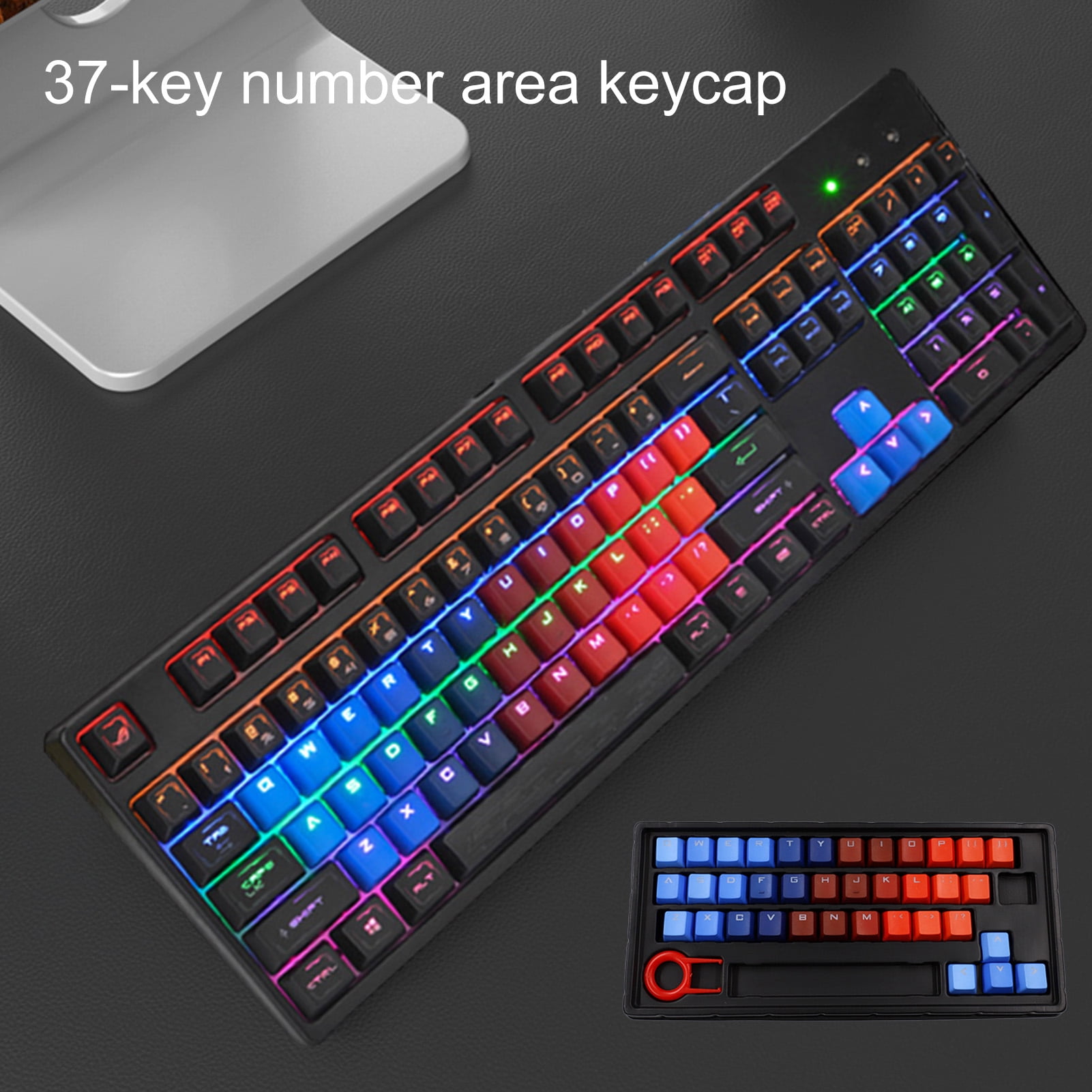 Keycap Set, 37-Key Blue-Red Gradient Backlight PBT Keycaps Mechanical ...